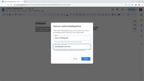 How To Use Custom Building Blocks Variables In Google Docs