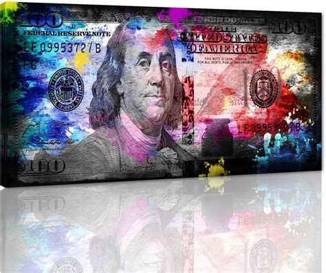 Adale Spirational Canvas Wall Art 100 Dollars Bill Artwork Canvas Prt