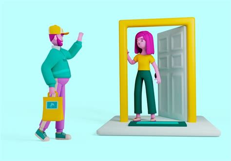 배달 남자 캐릭터의 3d 일러스트 무료 Psd 파일