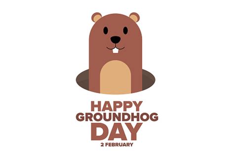 해피 그라운드호그 데이 2월 2일 휴일 개념 배경 배너 카드 텍스트 비문이있는 포스터용 템플릿 벡터 Eps10 그림입니다 성촉절