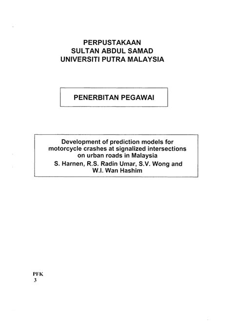 Pdf Development Of Prediction Models For Motorcycle Crashes At Signalized Intersections On