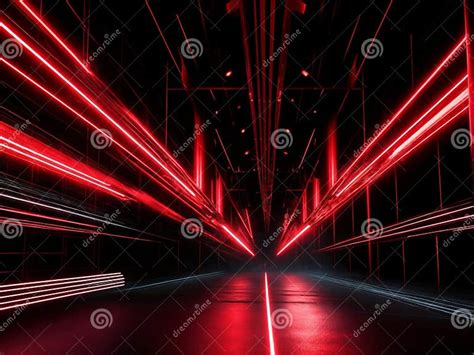 3d Renderdynamic Abstract Backgroundred Glowing Rods Shooting Forward