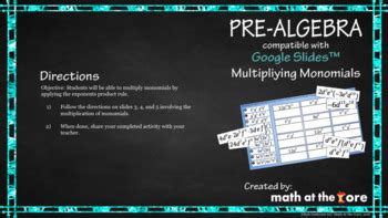 Multiplying Monomials Rules Of Exponents For Google Slides TpT