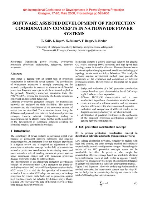 Pdf Software Assisted Development Of Protection Coordination Concepts