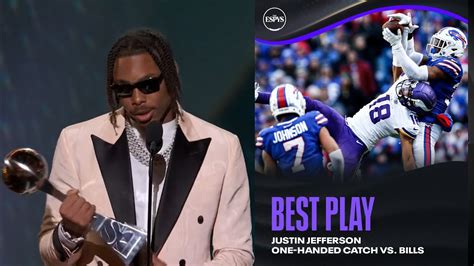 Justin Jeffersons Insane One Handed Catch Vs Bills Wins Espy For Best