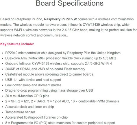 Buy Pico WH Raspberry Pi Pico W With Pre Soldered Header Built In