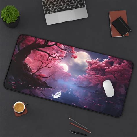 Ethereal Sakura Desk Mat Anime Design Desk Mat Sakura Trees Etsy
