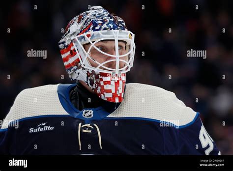 Columbus Blue Jackets Elvis Merzlikins Plays Against The Washington