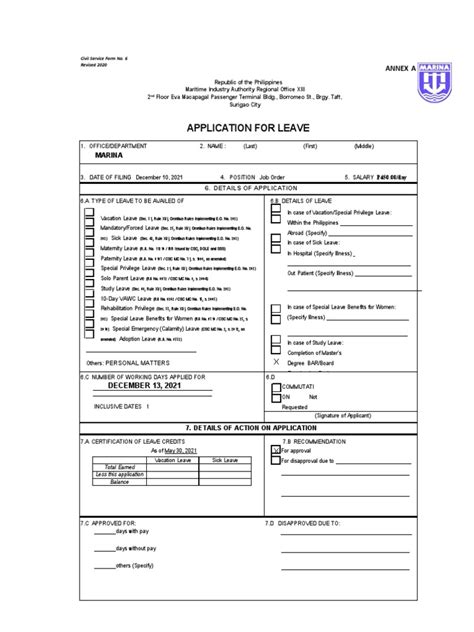Leave Form Pdf