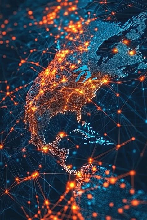 Digital World Map Depicting Global Network Connections For International Business Connectivity