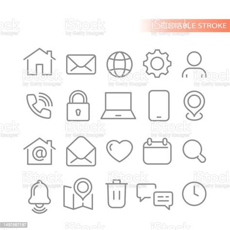 Kumpulan Ikon Vektor Garis Antarmuka Web Ilustrasi Stok Unduh Gambar