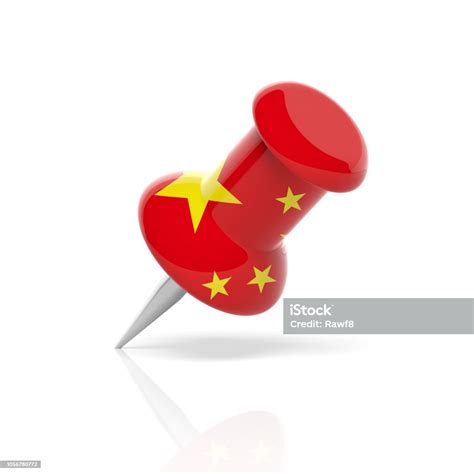 중국어 푸시 핀 흰색 배경에 고립 된 플래그입니다 3d 그림입니다 0명에 대한 스톡 사진 및 기타 이미지 0명 3차원 형태