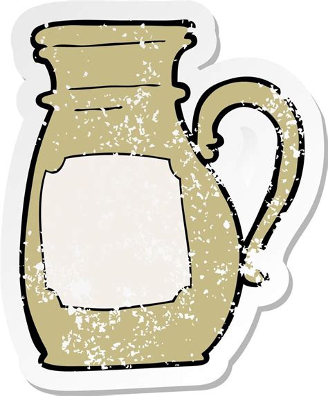 Pegatina Retro Angustiada De Una Jarra De Dibujos Animados 11122239