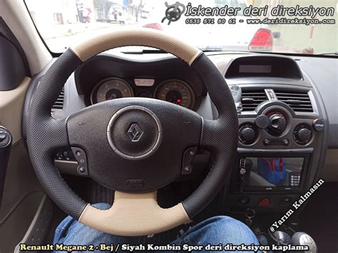 Renault Megane 2 deri direksiyon kılıfı Iskender deri direksiyon
