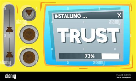 Cartoon Computer With The Word Trust Message Of A Screen Displaying An