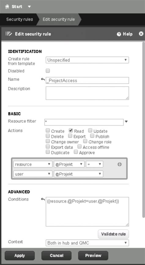 security rule für custom properties