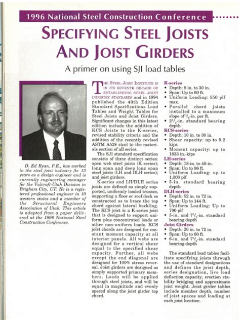 1996 Nscc Specifying Steel Joists And Girders Pdf