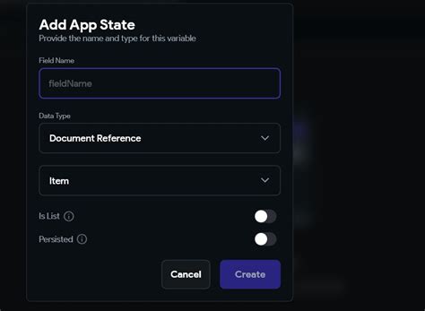 issue in app state varible when i select document reference create