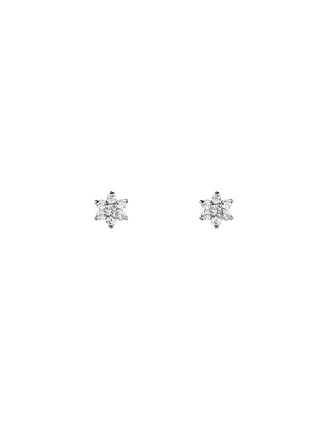 Boucles D Oreilles Or Blanc 375 1000 For Her Zirconium