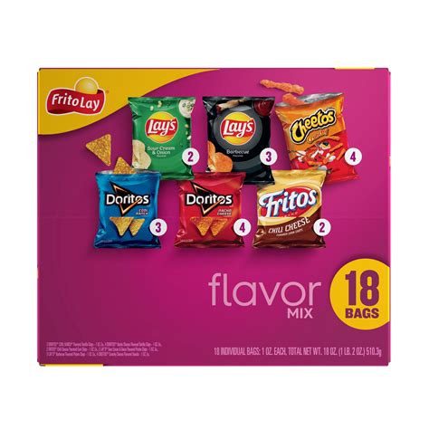 Frito Lay Flavor Mix Variety Snack Chips 18 Count Multipack For