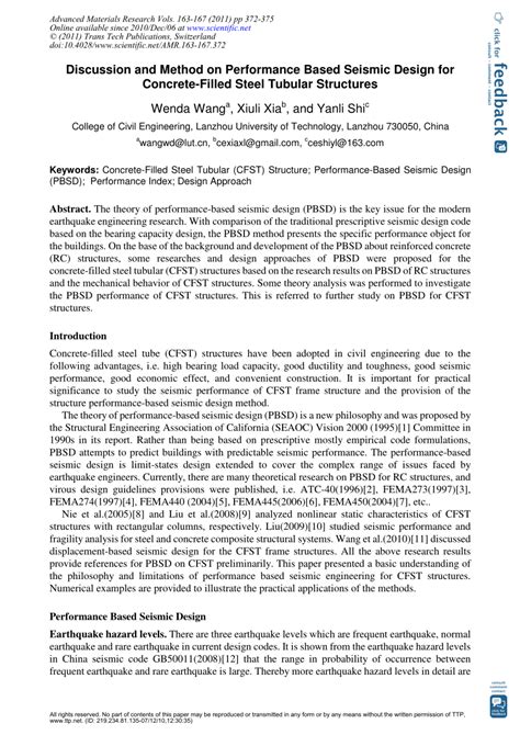 Pdf Discussion And Method On Performance Based Seismic Design For