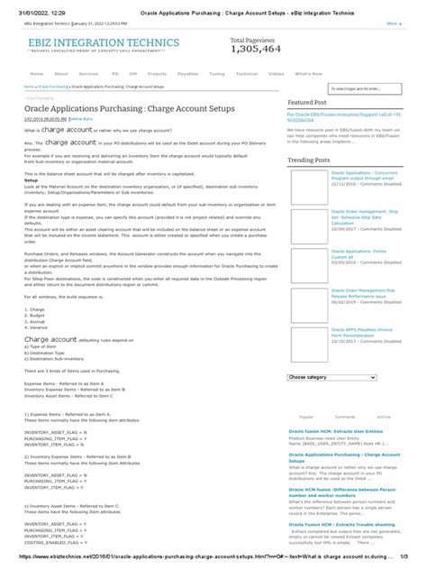 Charge Account Setups Ebiz Integration Technics Pdf Expense Plsql