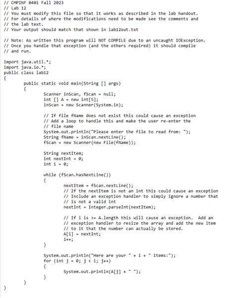 Solved Cmpinf Lab Exception Handling Note Before Chegg