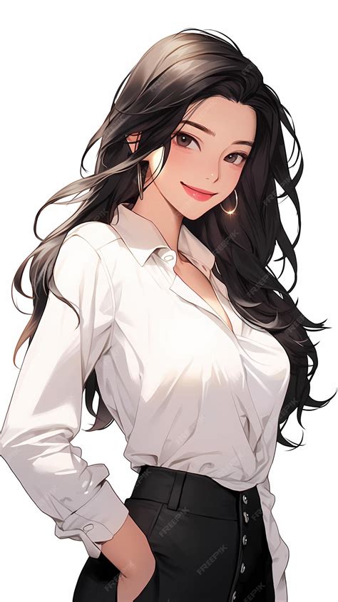 Premium Photo Hand Drawn Cartoon Anime Girl Illustration In Business Suit