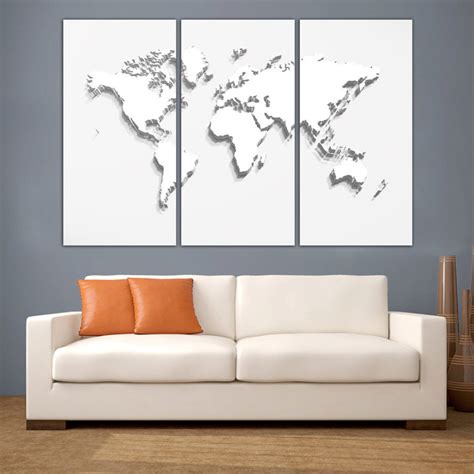 3 Panel Split Art 3d Effect World Map Canvas Photograph Etsy