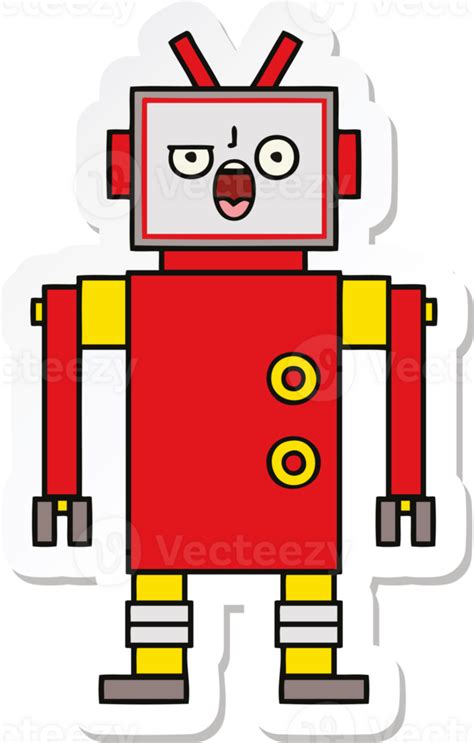 Sticker Of A Cute Cartoon Angry Robot 36483413 Png