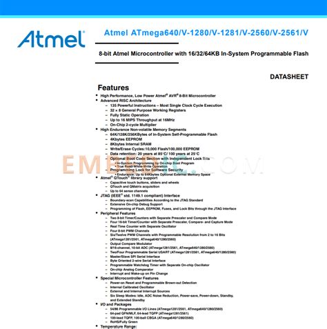 Atmel Atmega640 V 1280 V 1281 V 2560 V 2561 V Embedic
