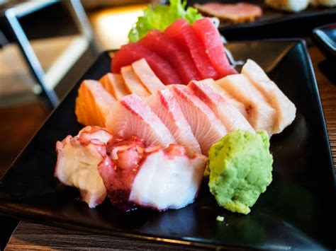 Premium Photo Close Up Of Sashimi In Tray
