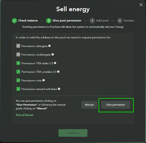 give permission to provide tron energy on tronsave by tronsave