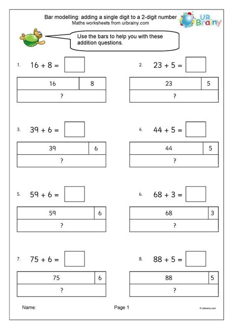 Bar Modelling Add One Digit To Two Digits Addition Year 2 Aged 6 7