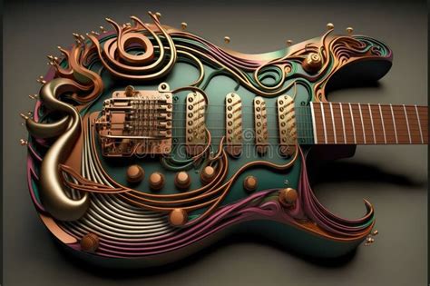 Electric Guitar With Its Strings Vibrating And Creating Unique Sound