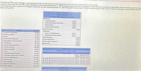 Complete The Ppe Asset Subledger Round Depreciation