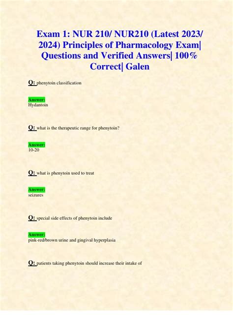 Exam 1 NUR 210 NUR210 Latest 2023 2024 Principles Of Pharmacology