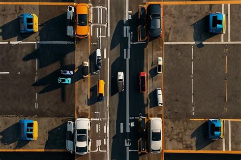 Overhead Views Of Different Modes Of Transport Premium AI Generated Image