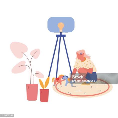 말과 함께 노는 바닥에 앉아 자폐증 장애를 가진 어린 소녀 캐릭터 특별한 필요를 가진 아이들을 위한 유치원 또는 학교에서