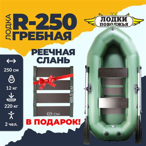 Лодка надувная для рыбалки ПВХ Лодки Поволжья S-250 + СПЛОШНОЙ ПОЛ ...