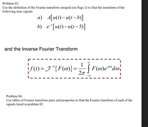 Solved Problem Use The Definition Of The Fourier Chegg