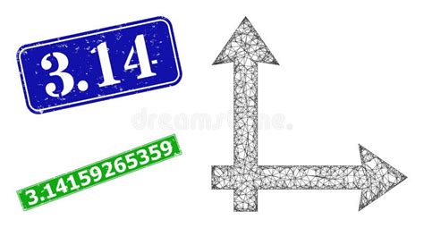 Rubber 3 14 Stamps And Triangular Mesh Coordinate System Icon Stock
