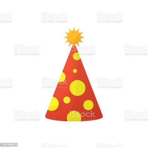 빨간색과 노란색 생일 파티 모자 일러스트레이션 휴일 장식 축하 기념일 크리스마스 생일에 대한 다채로운 재미 만화 콘 캡 격리된