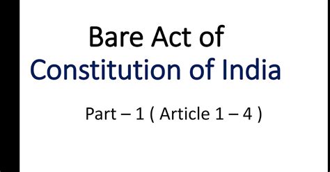 Bare Act Of Indian Constitution Article 1 4