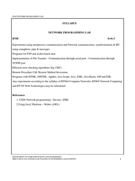 Syllabus R708 Network Programming Lab Pdf Multicast Port