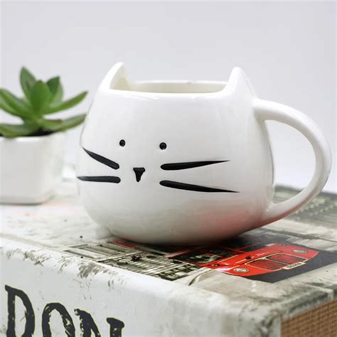 Ceramic Cute Cat Mugs With Spoon Coffee Tea Milk Animal Cups With