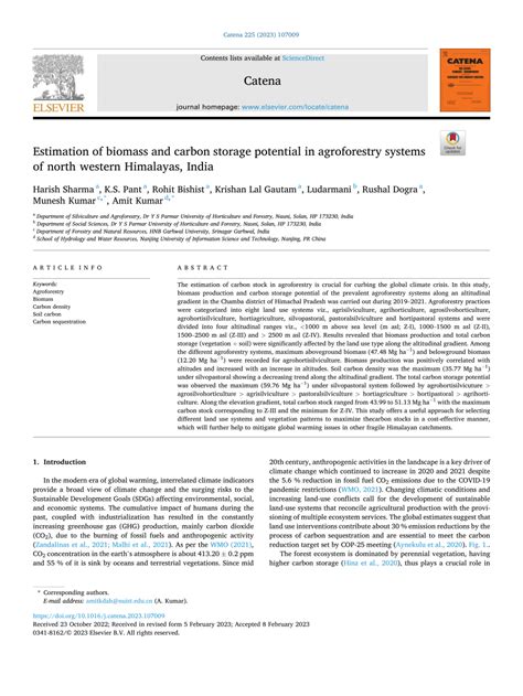 Pdf Estimation Of Biomass And Carbon Storage Potential In