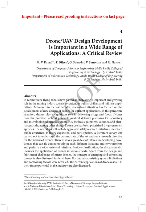 PDF Drone UAV Design Development Is Important In A Wide Range Of Applications A Critical