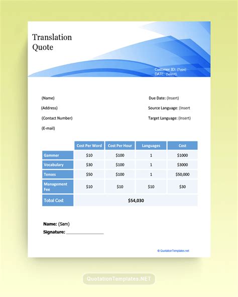 translation quote template quote templates