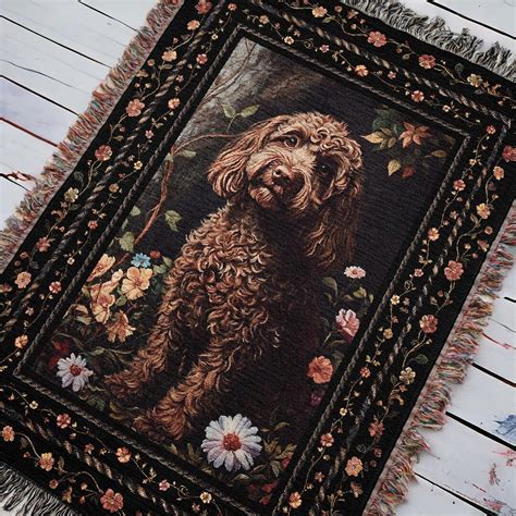 Dark Moody Chocolate Cockapoo Memorial Woven Throw Blanket New Puppy